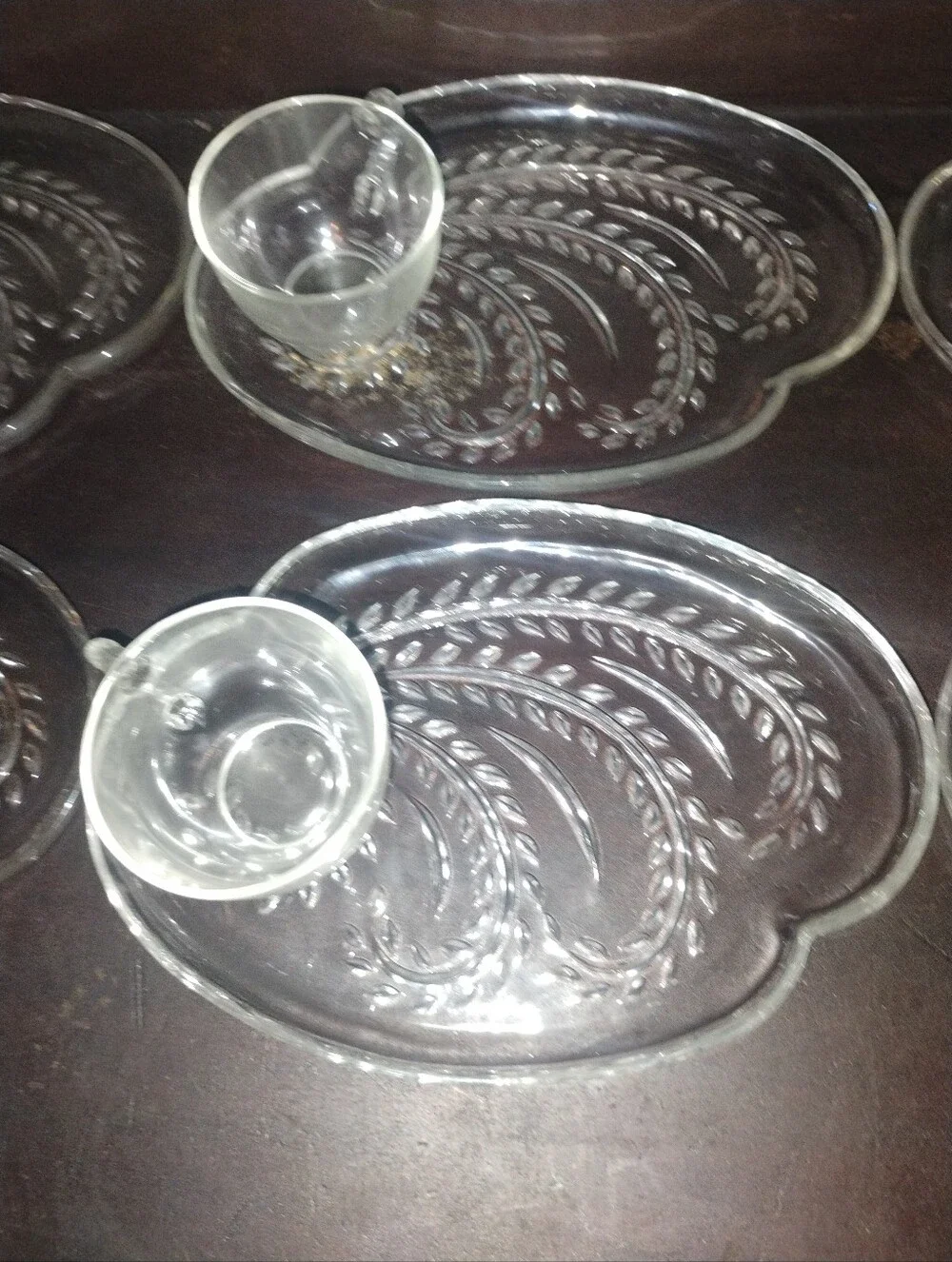 Dining | Vintage Federal Glass Homestead Wheat Clear Glass Snack Set ...